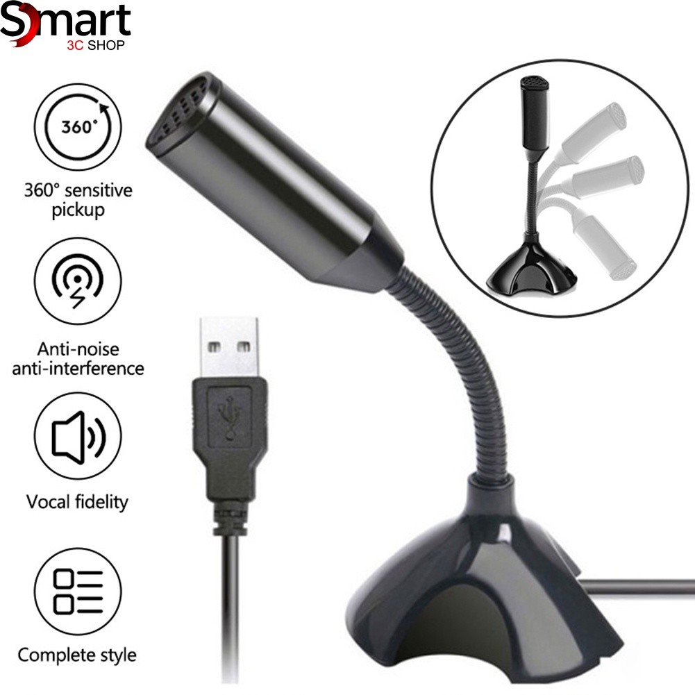 Adjustable Laptop Microphone USB Desktop Gaming Mic With Holder For PC ...
