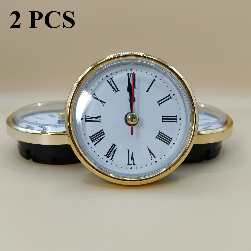 Round Gold Quartz Mini Clock Insert for DIY with Roman Numerals Gold ...