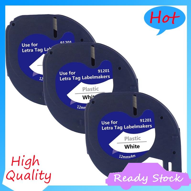 3Pcs Compatible Label Tape Replacement for Black on White Plastic Label ...