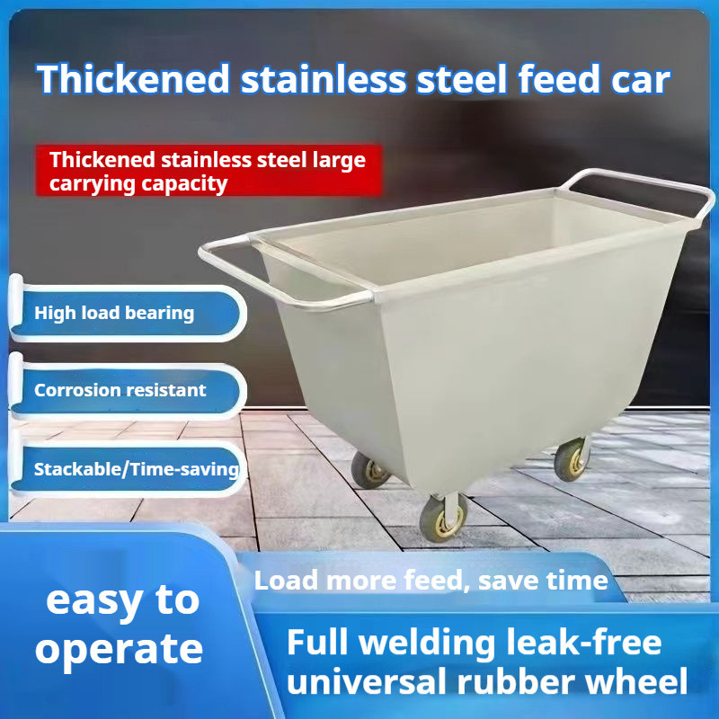 Stainless steel feed handcart, feeding cart, breeding farm four-wheel ...