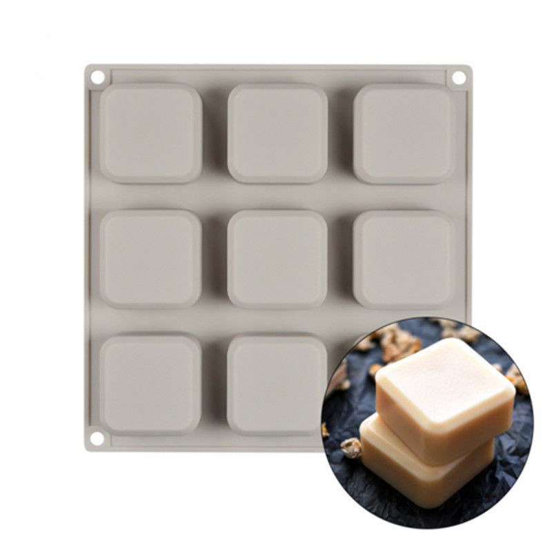 9-Cavity Square Silicone Mold Handmade Soap Mold Mousse Cake Bread ...