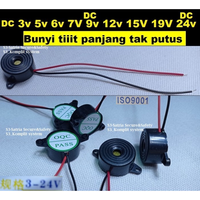 BUZZER 3CM DC 3V 5v 9V 12V 24V BUZER active sound speaker long sound ...