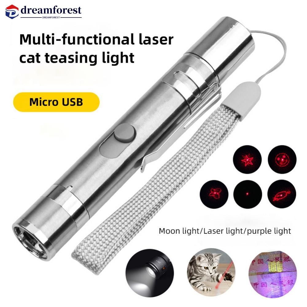 DREAMFOREST 3-in-1 Interactive USB Rechargeable Red Dot Laser Light Cat Toy Funny Cat Laser ...