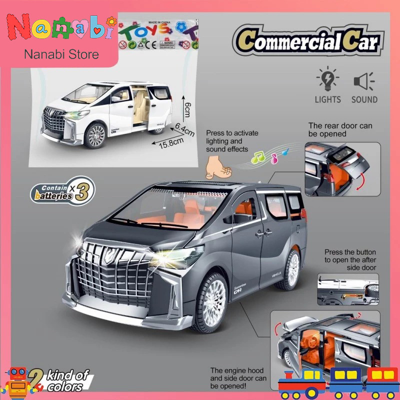 1: 24 Toyota Alpha Car Model Toy with Lights on, Doors Open, Sound Effects, Children'S Toy Car ...