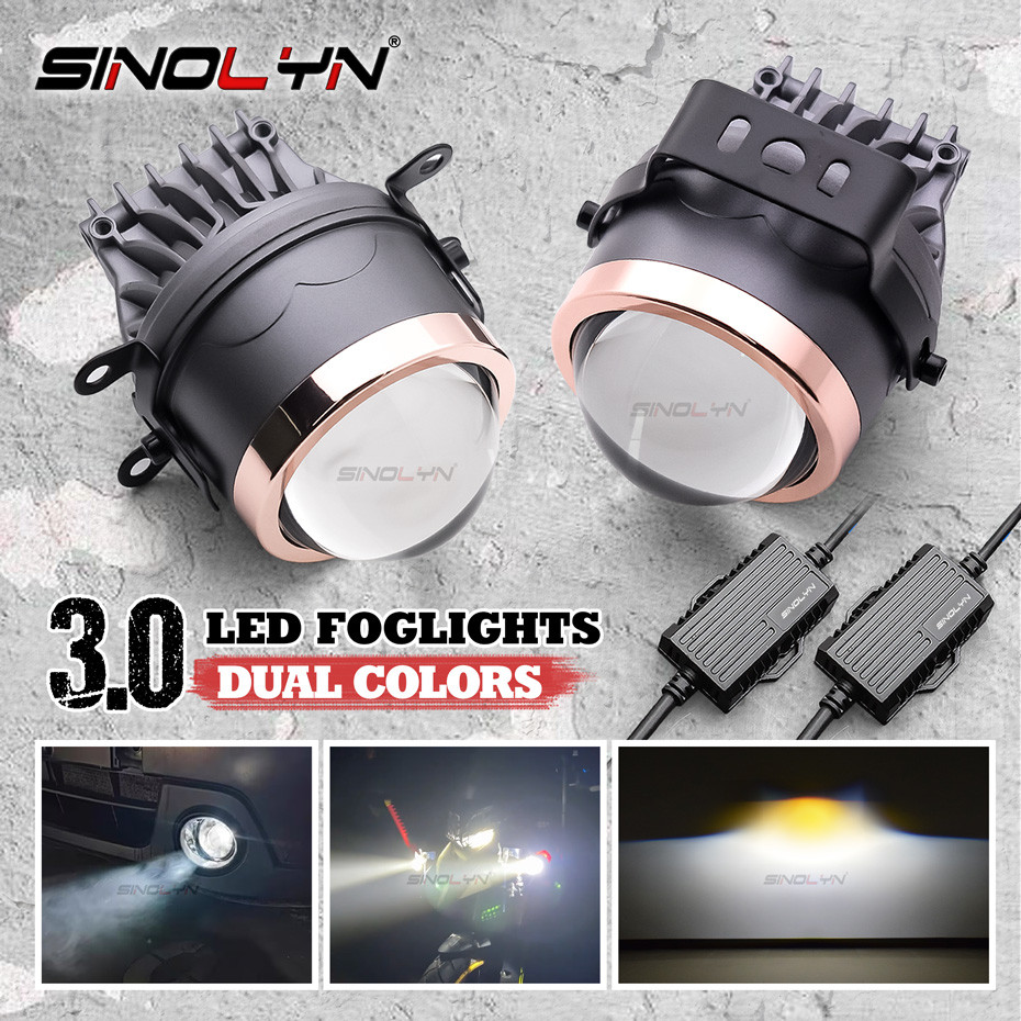 Sinolyn 90W 3 Inch 3000K+6000K Bi LED Fog Lamps Driving Lights Dual ...