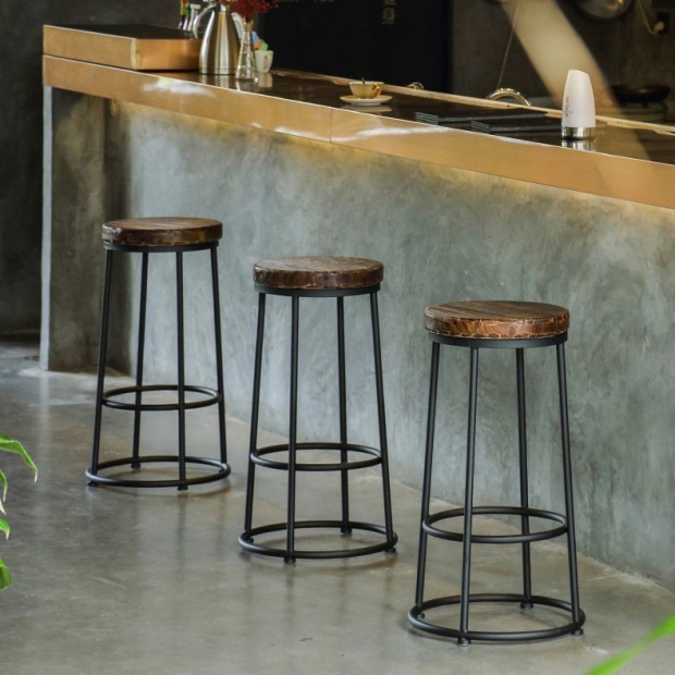 Modern Bar Counter Simple High Chair Iron and Wood Combination Bar ...