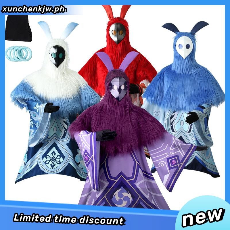 Genshin Impact Abyss Mage Cosplay Face Set Costume Water Fire Ice Mine ...