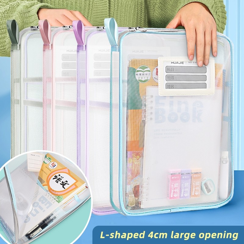 4pcs Transparent Book Folders Document Bag High-Capacity Each Color ...
