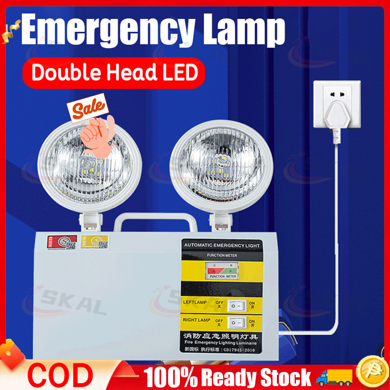 Emergency Lamp Twin Head Lamp LED Quick Response Rechargeable Emergency ...