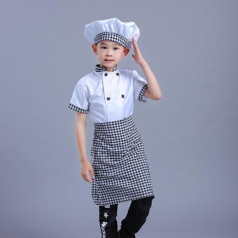 Chef Costume for Kids Chef Uniform for Kids A Set Cook Kitchen Uniform ...