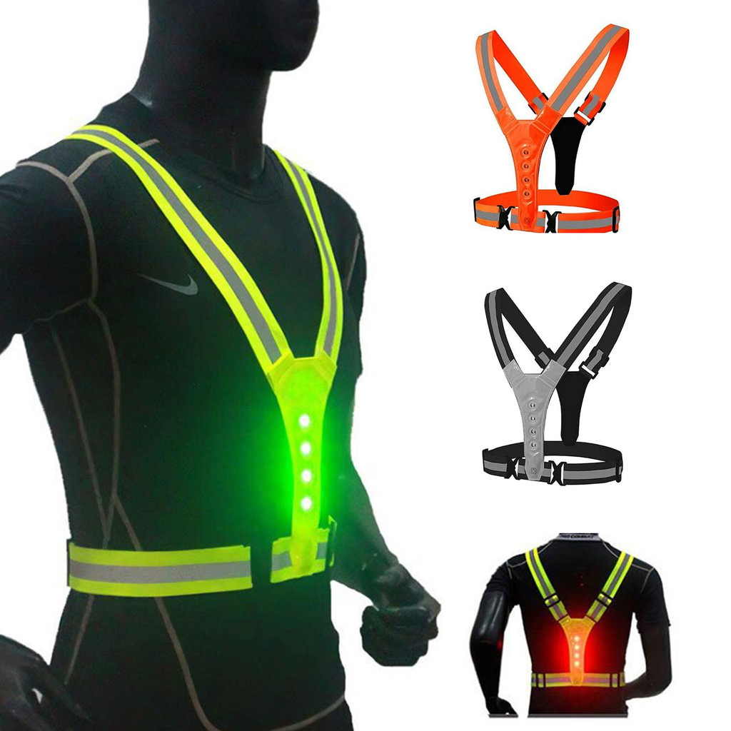 High Visibility LED Safety Reflectorized Vest Warning Lights For Night ...
