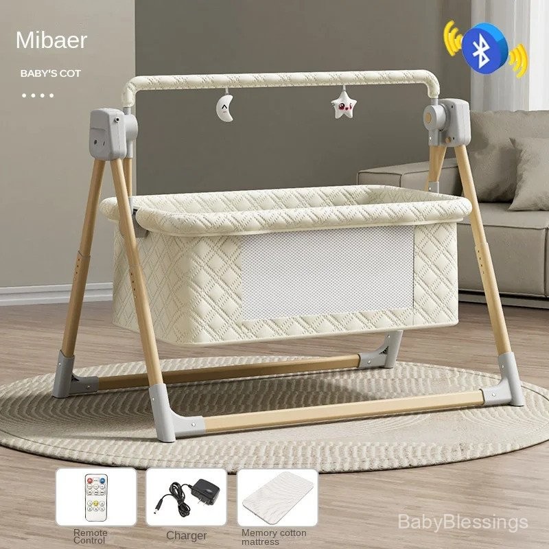 Baby Cradle Baby Crib Electric Foldable Rocking Cradle with Timing ...