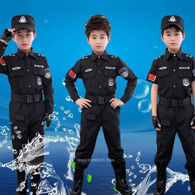 Boys Policemen Costumes Children Police Cop Cosplay Army Police Uniform ...