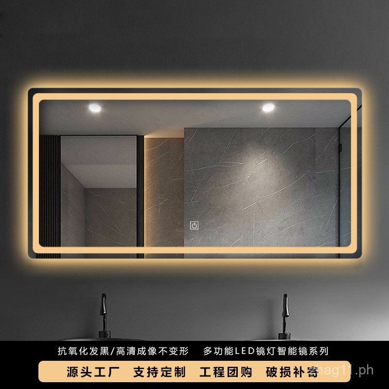 led Lighted Smart Mirror with Touch Screen, Anti-Fog Wall-Mounted ...