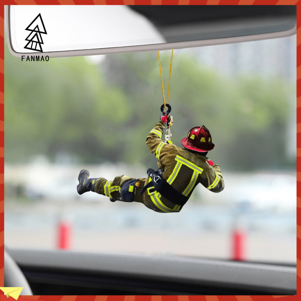 FANMAODZ Fireman Pendant Firefighter Armor Car Rear View Mirror Pendant ...