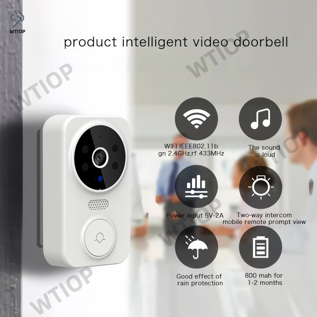 WTIOP Doorbell Wireless With Camera Waterproof Remote Home Monitoring ...