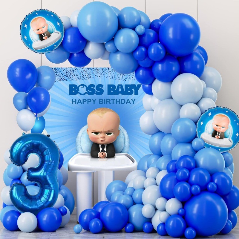 95Pcs Boss Baby Blue Balloon Garland Arch Kit Blue Pastel Blue Latex ...