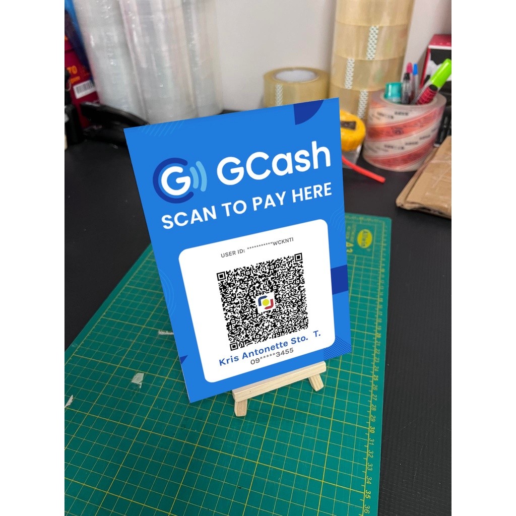 GC@sh QR Code Standee = Personalize QR code Standee = Wood Stand ...