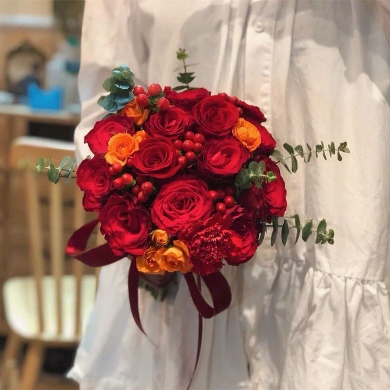 I High-End Sense Simulation Hand Bouquet Collar Certificate Wedding ...