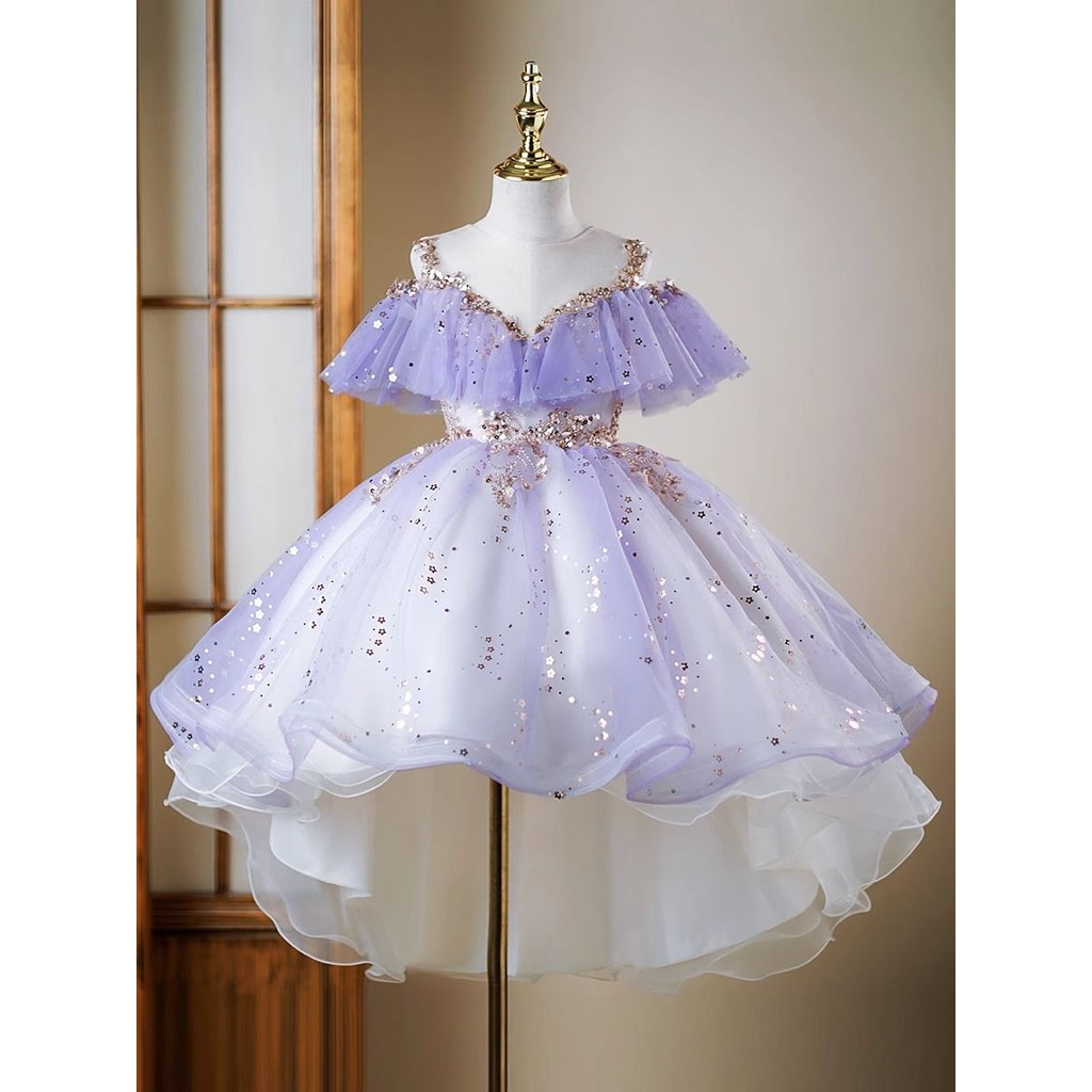 Girls Princess Dress Fluffy Gauze Children Catwalk Evening Dress Host ...
