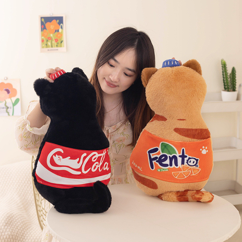 Emo Cat Plush Toy - Fanta and Cola-Themed Depressed Cat Dolls, Cute ...