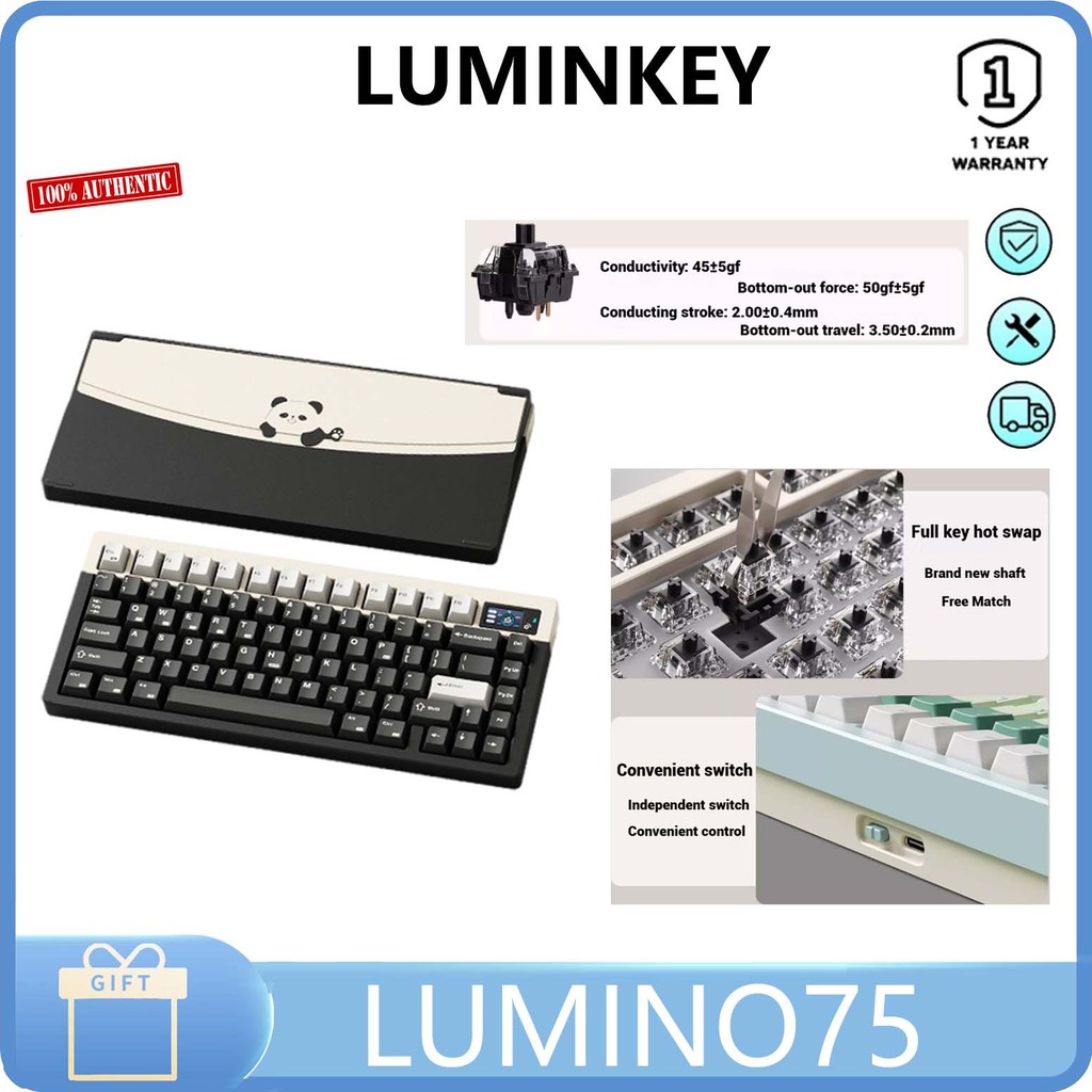 LUMINKEY LO75 Mechanical keyboard All aluminum glob anode custom gaming wireless keyboard ...