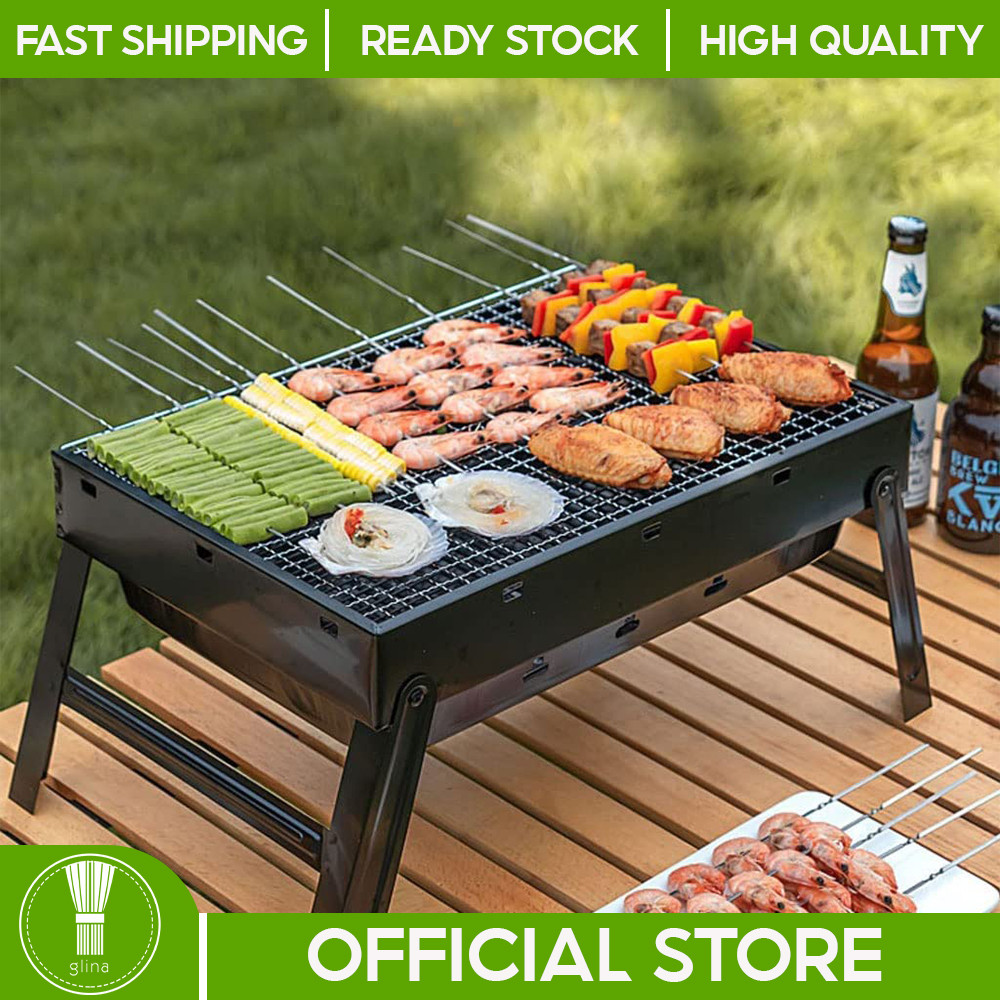 Barbecue Grill Stainless Steel Pits Black BBQ 1Pc 40 By 30 Cm AS460 ...