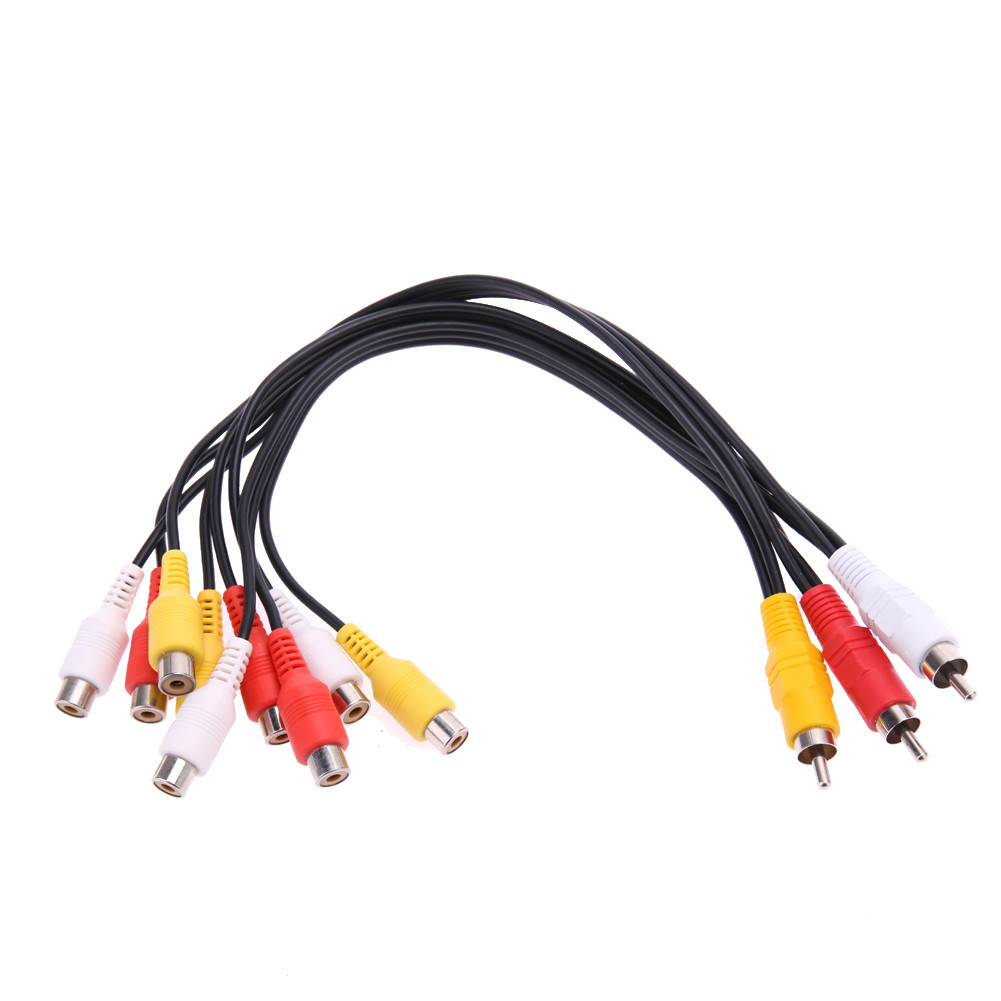 UK 3 RCA Male to 9 RCA Female Composite Audio Video AV Cable Splitter ...