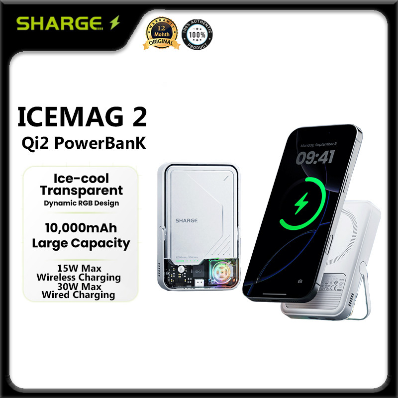 Sharge ICEMAG 2 Qi2 Magnetic Power Bank 10000mAh 30W Max Portable ...