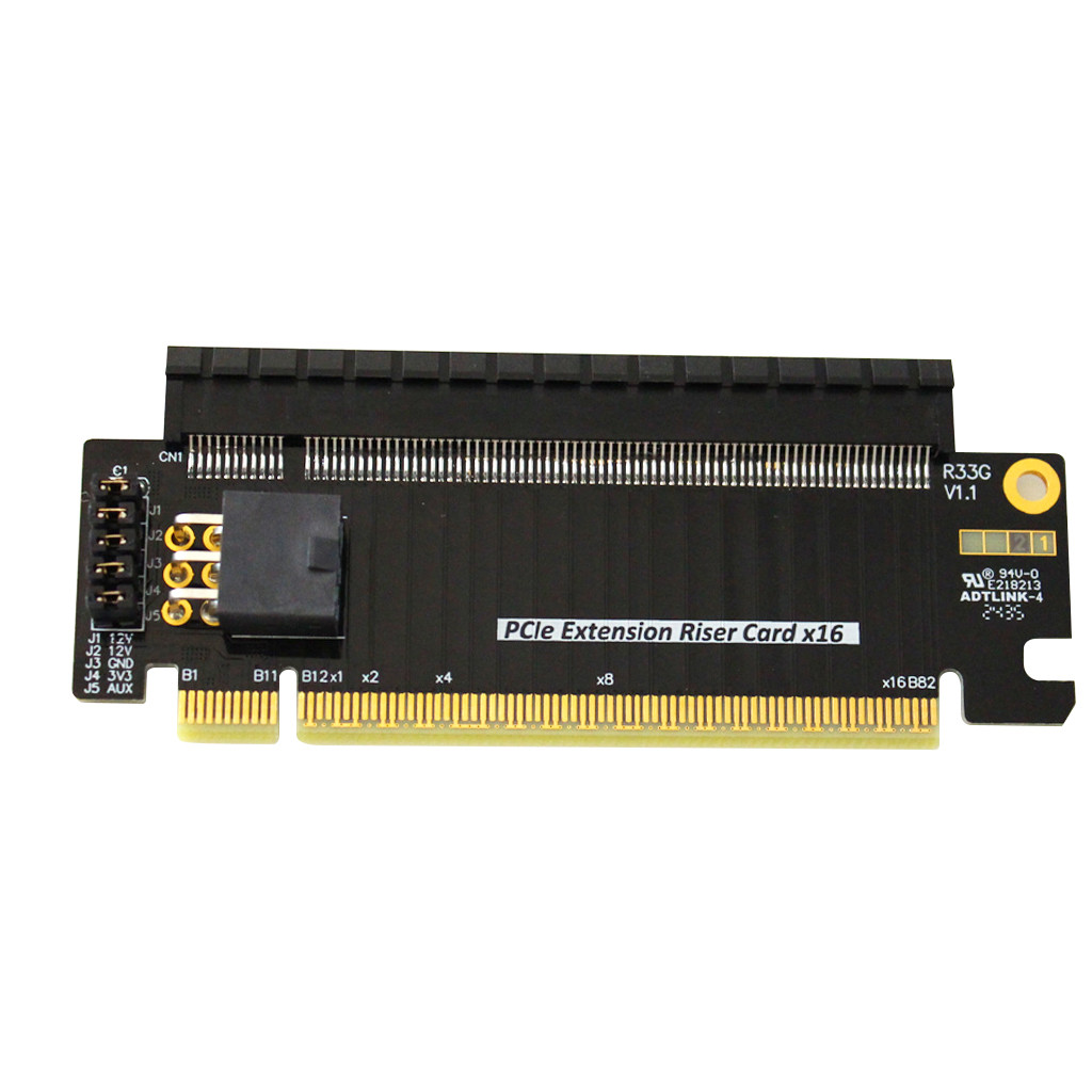 ADT-Link PCI-E 5.0 x16 Half Height to Full Height Extension Riser Card ...