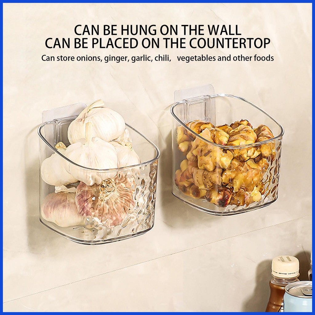 Wall Mounted Storage Basket Clear Produce Storage Bin Space-Saving ...