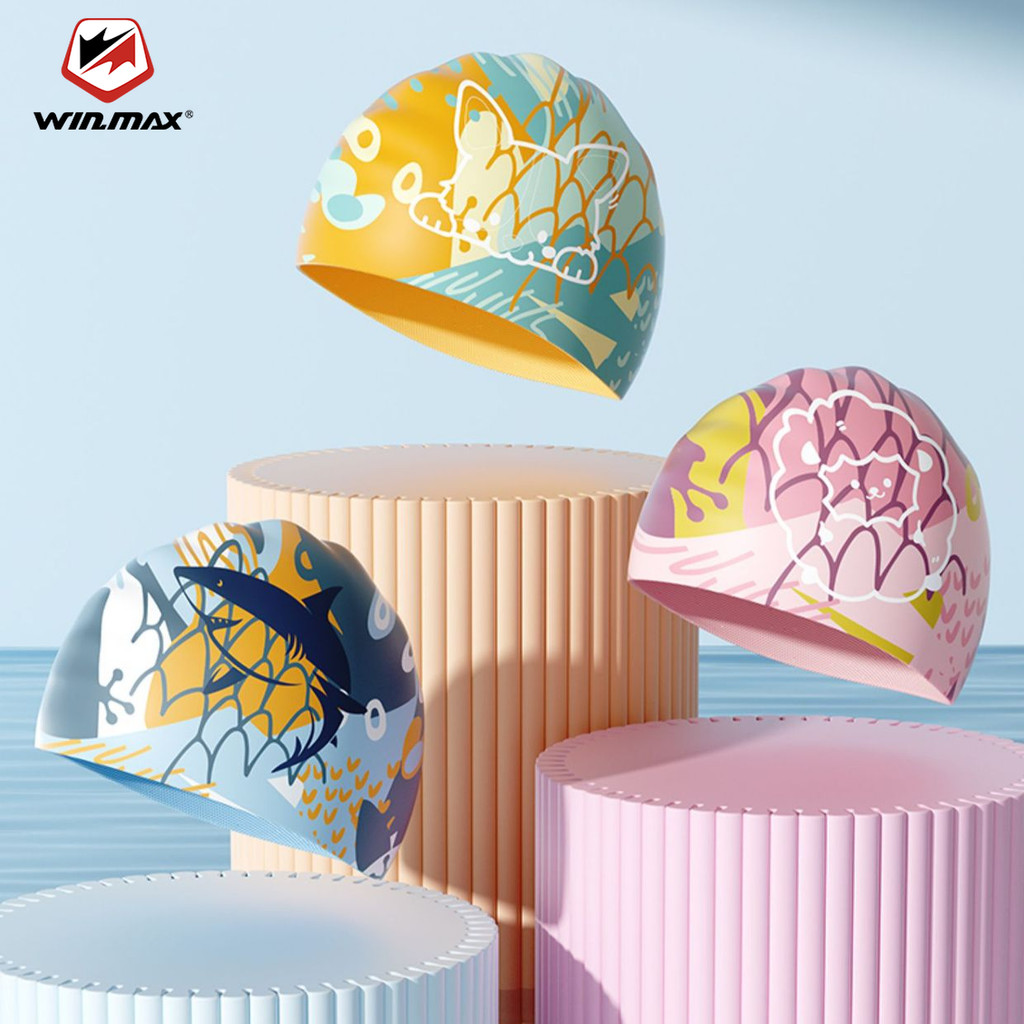 WINMAX Cute cartoon silicone children swimming cap for kids swim ...
