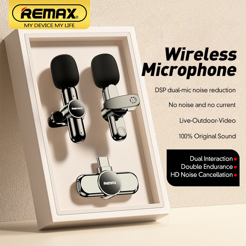 Remax K09/K10 Dual Wireless Lavalier Microphone Noise Reduction Mini ...