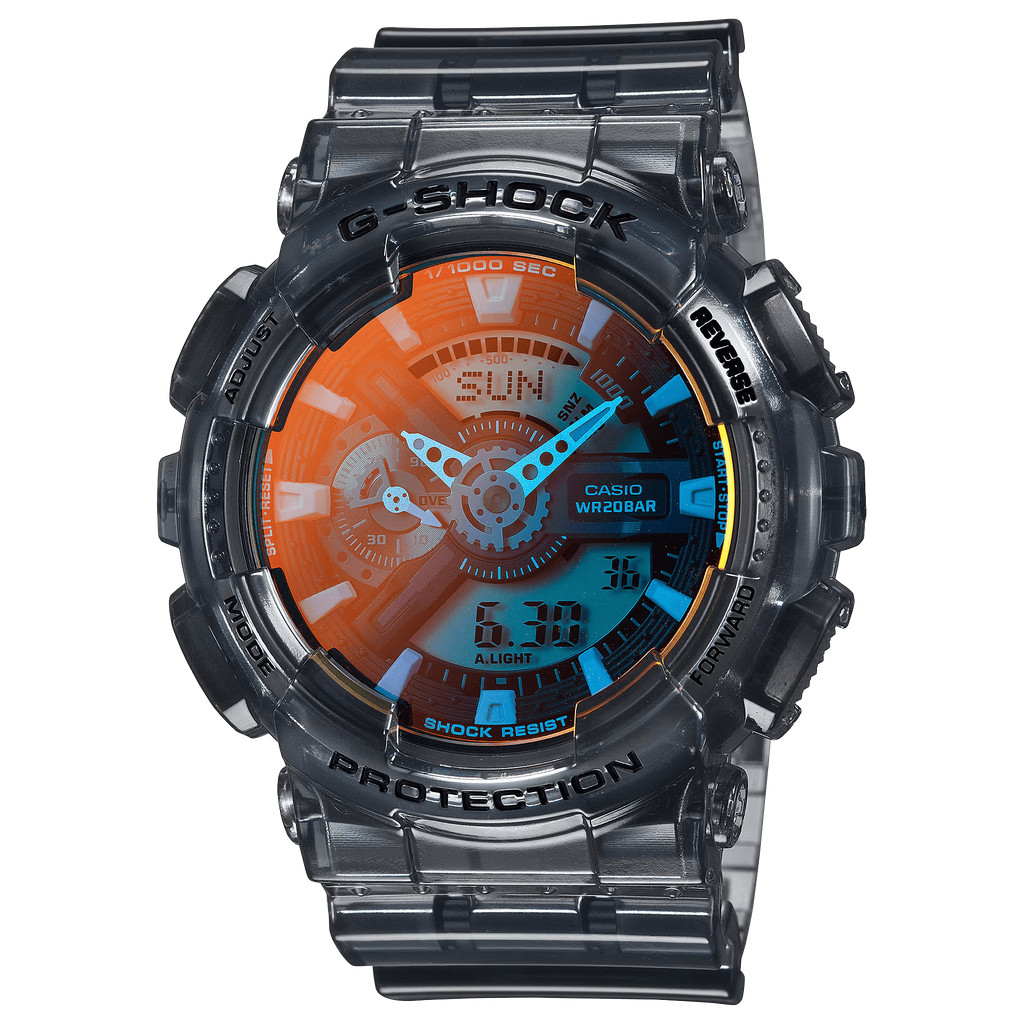 Casio G-Shock (GA-110TLS-8ADR) Black Clear Strap Iridescent Dial Shock ...