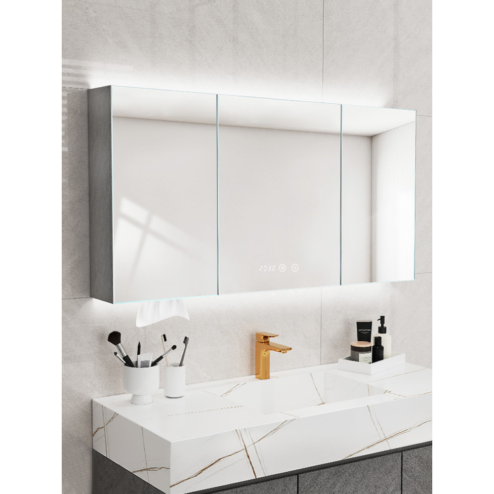 BOLEN Smart Bathroom Mirror Cabinet Wall-Mounted LED Bathroom Washroom ...
