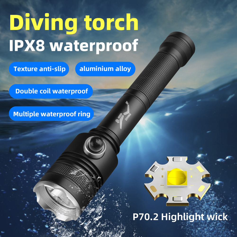 Professional Led Diving Flashlight IPX8 Underwater Lamp 300M 18650 Most ...