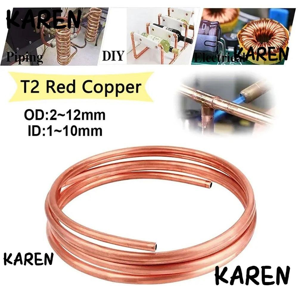 KAREN 1Pcs Copper Tube Coil, 1 Meter Soft T2 Copper, 99.9% Pure Copper ...