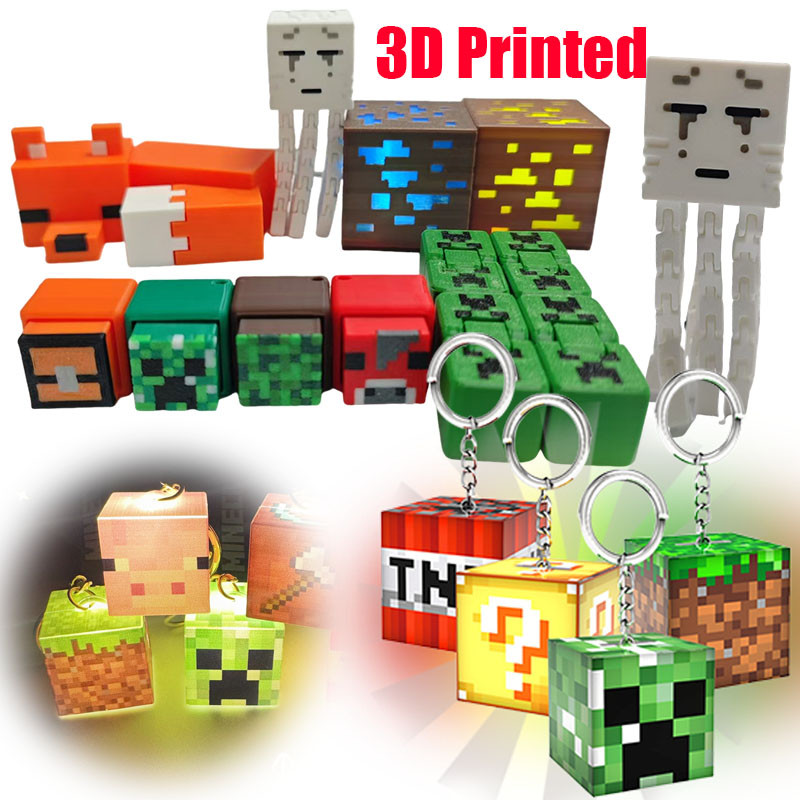 2025 A Minecraft Movie 3D Printing Figure Minecraft Torch Keychain MC ...