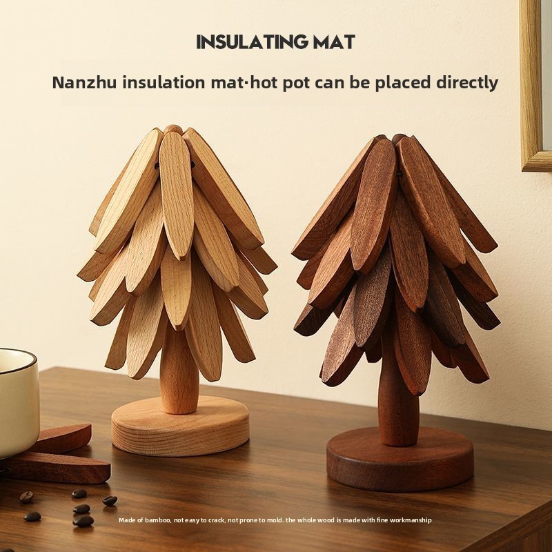 Solid Wood Insulation Mat Placemat Anti-scalding Mat One Tree Household ...