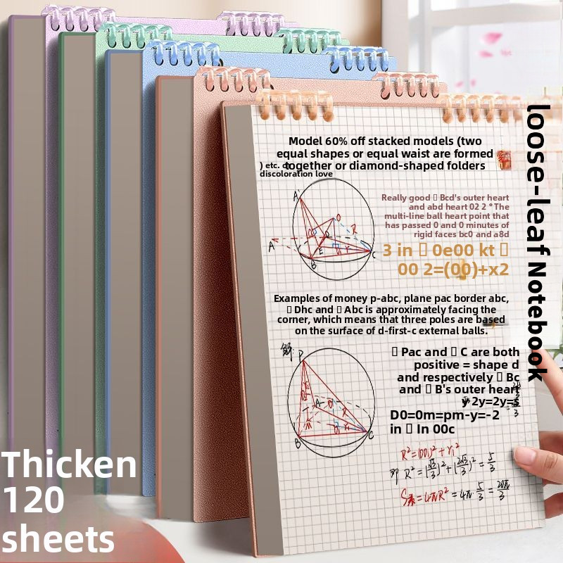 A5 120 Pages Replaceable Vertical Page Turning Square Loose Spiral ...