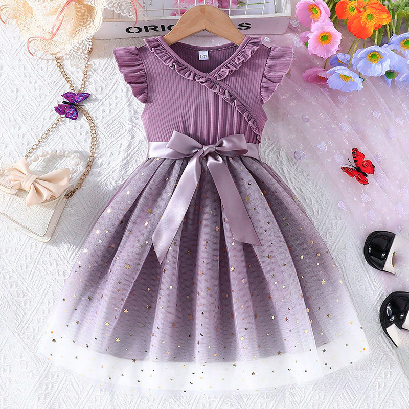 NNJXD Girls Sequin Dress Birthday Lace Tulle Dress Baby Girls Party Tutu Dress Girls Princess ...