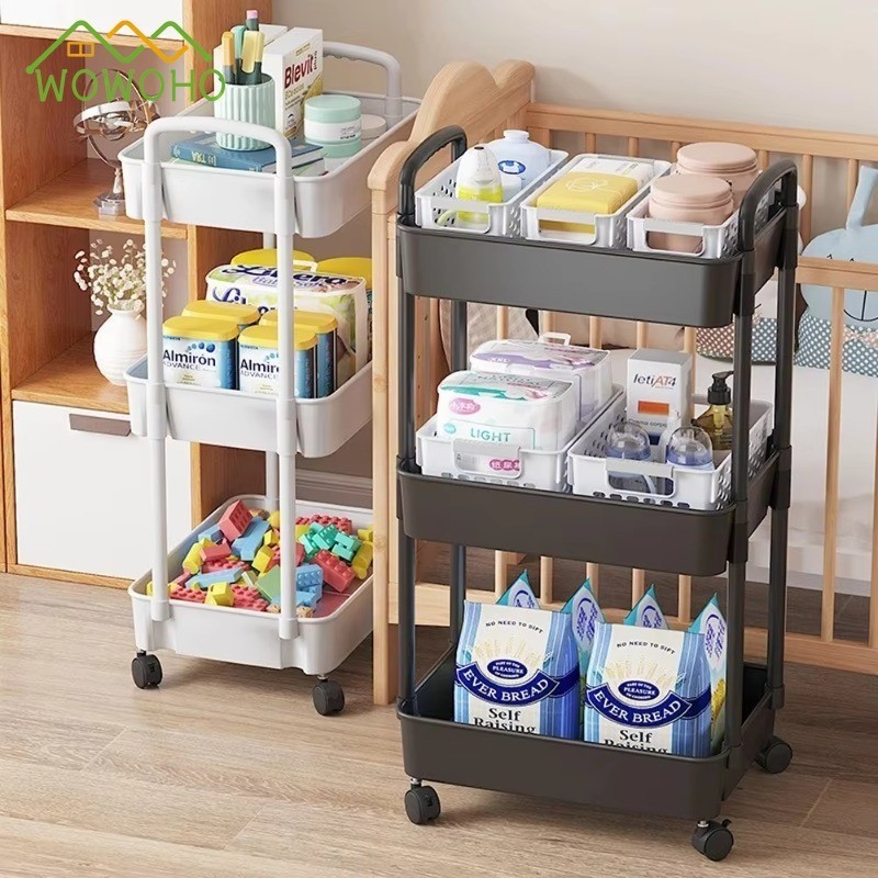 Household Multi-layer Small Cart Storage Rack To Floor Kitchen Bathroom ...