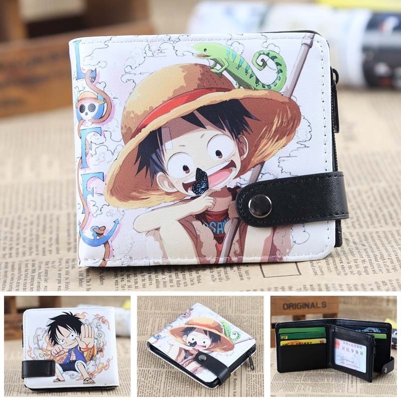 Anime ONE PIECE Monkey D Luffy Short Wallet Chopper Zoro Button Purse ...