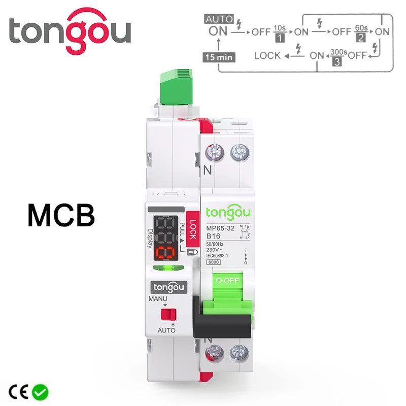TONGOU MCB LED Auto Recloser Modular Circuit Breaker 10A 16A 25A 32A ...