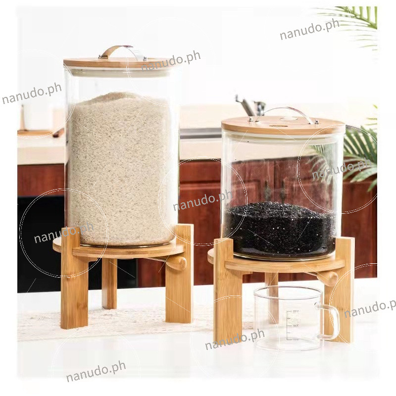 【PH Stock Fast Delivery】 5L 8L 10L glass rice dispenser rice jar ...