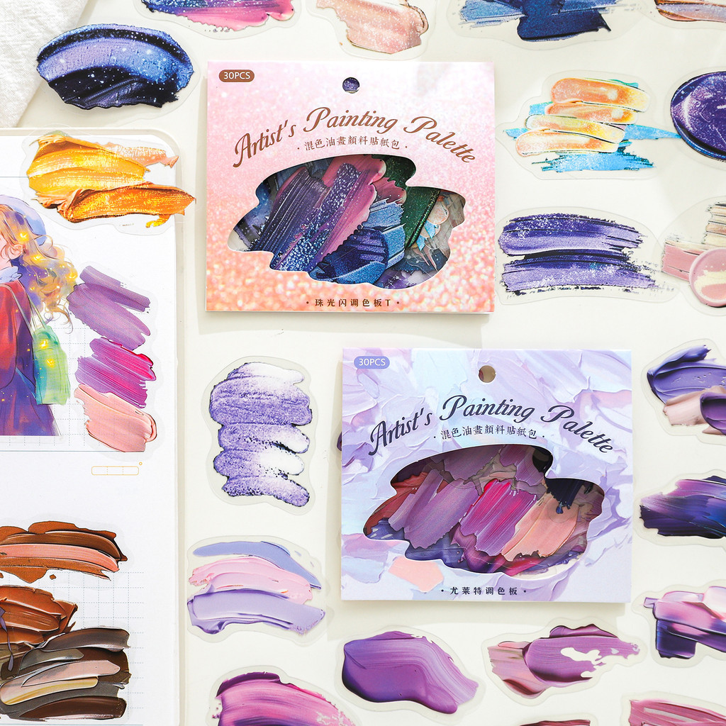 30 Pcs Artist Pallet Vintage Stickers Waterproof Scrapbook Aesthetic ...