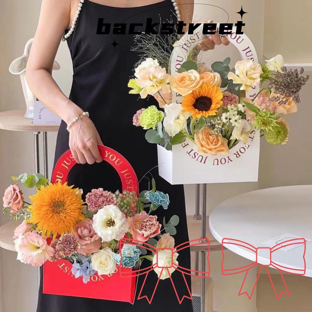 BACKSTREET Flower Basket, Paper with Handle Flowers Packing Box ...