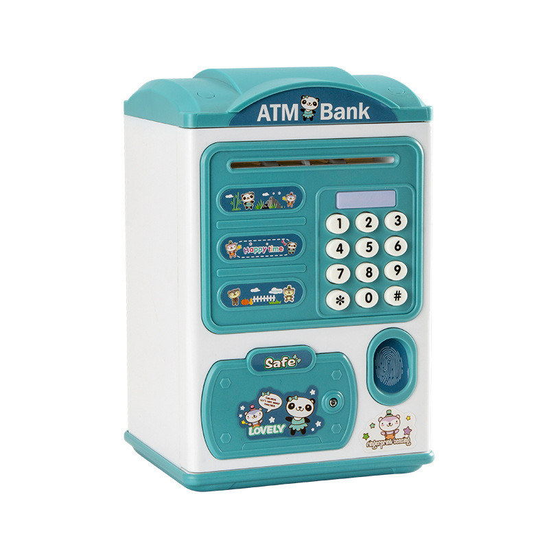 Green/Black Children's Piggy Bank: Automatic sensing coin-rolling ATM ...