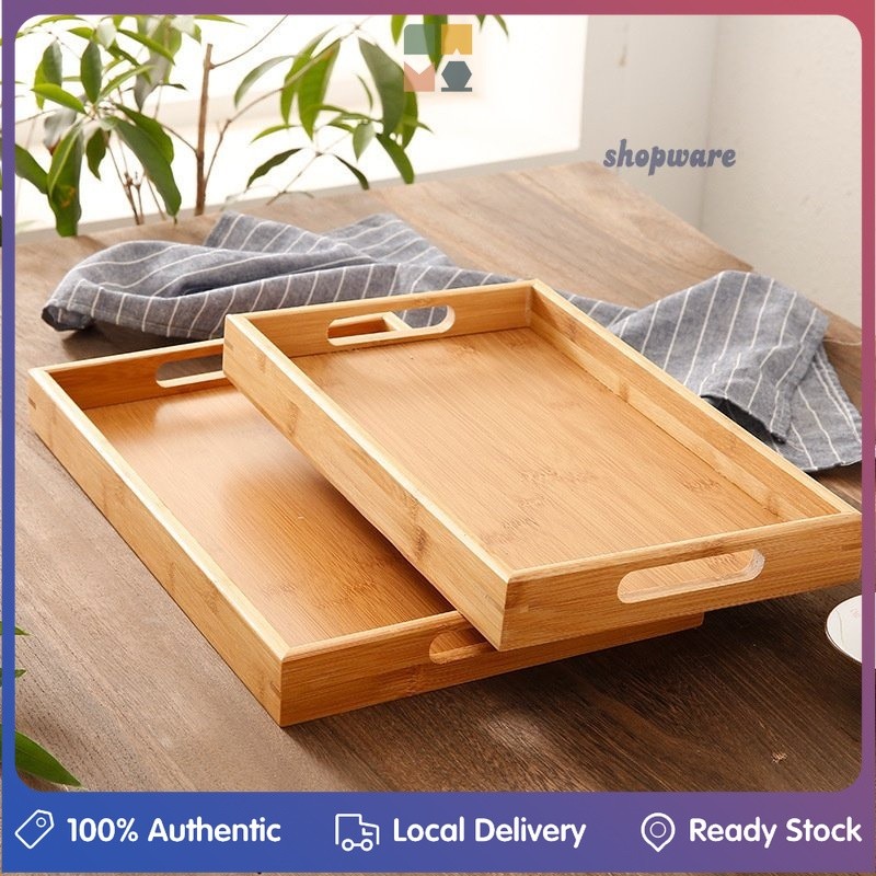 Flandre Japanese-style Wooden Bamboo Serving Tray Tea Breakfast Saucer Fruit Pallet Wood Plate ...