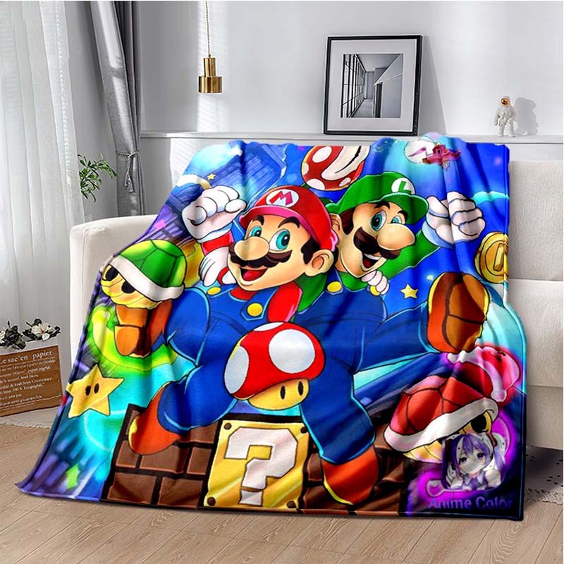 Super Mario Bros Cartoon Anime Printed Blanket Home Living Room Sofa ...